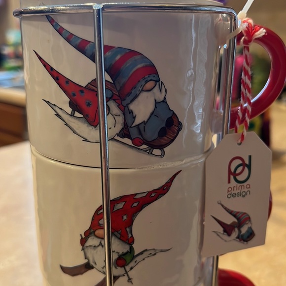 Holiday | Set Of 4 Christmas Gnomes Ceramic Stackable Coffee Mugs With ...